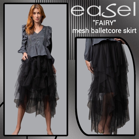 easel | Skirts | Easel Fairy Tale Tiered Mesh Overlay Waterfall Lined ...